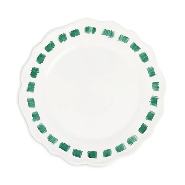 VIETRI Lisbon Green Stitch Dinner Plate - White