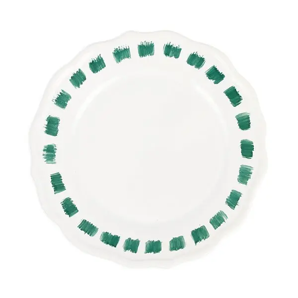 VIETRI Lisbon Green Stitch Salad Plate - White