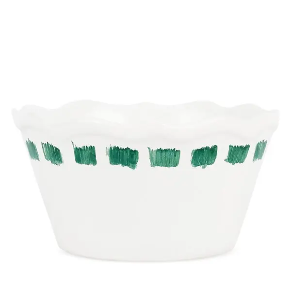 VIETRI Lisbon Green Stitch Cereal Bowl - White