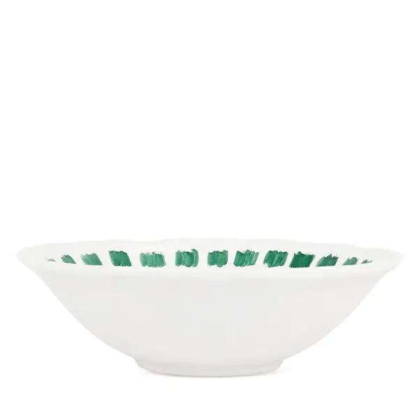 VIETRI Lisbon Green Stitch Serving Bowl - White