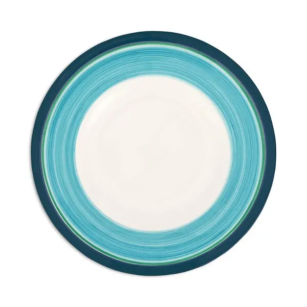 VIETRI Lisbon Cobalt And Aqua Stripe Salad Plate - White