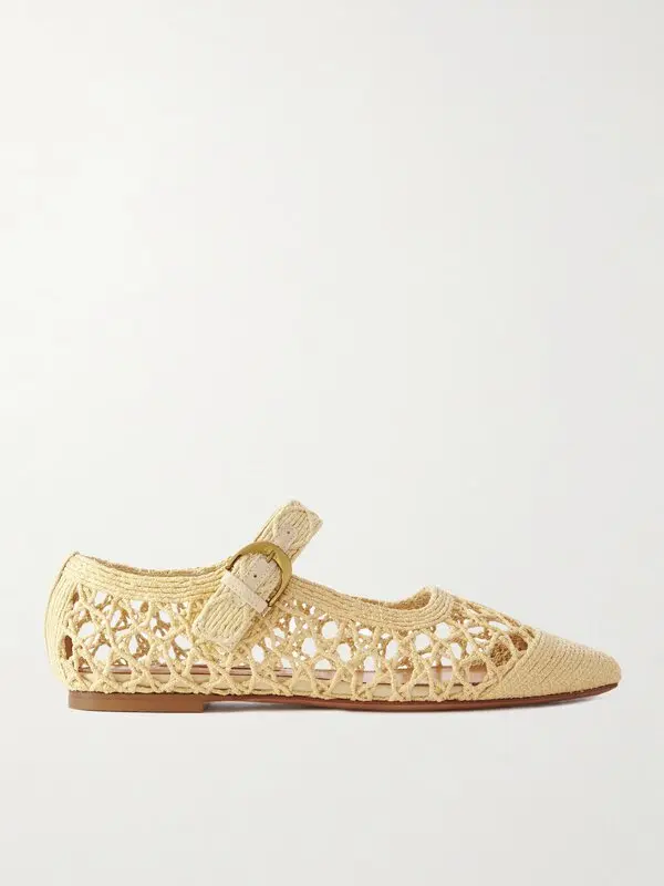 EMME PARSONS Tramonto Raffia Mary Jane Ballet Flats - Neutrals