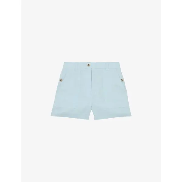 REISS Wide-leg Linen Shorts - Light Blue