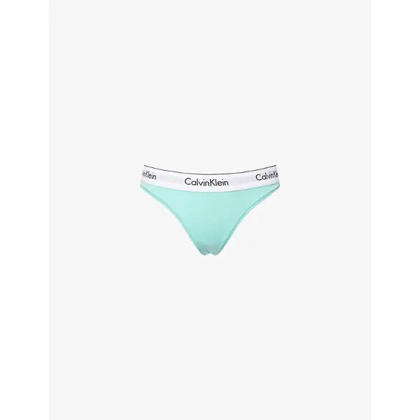 Calvin Klein Icon Branded Stretch-cotton Blend Thong - Beau Blue
