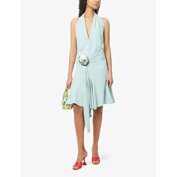 Stretch-jersey Mini Dress With Sash Belt