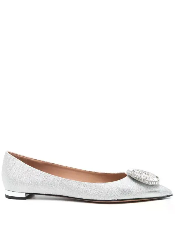 AQUAZZURA Crystal Hoop Ballerinas - Silver