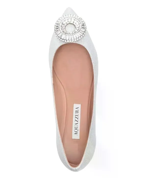 AQUAZZURA Crystal Hoop Ballerinas - Silver