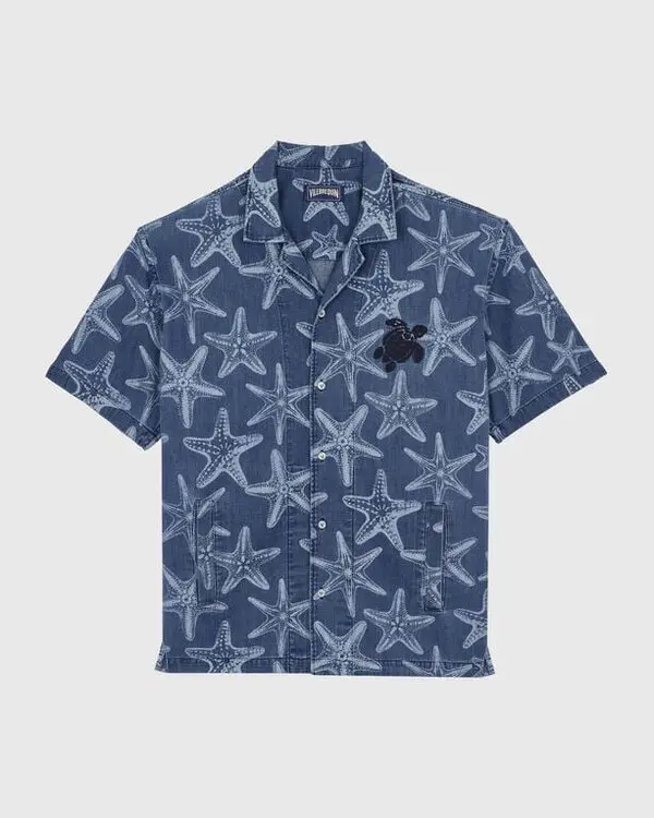Vilebrequin Denim Shirt Printed Starfish Light Shirt Graniers