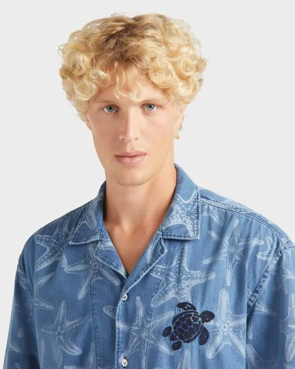 Vilebrequin Denim Shirt Printed Starfish Light Shirt Graniers