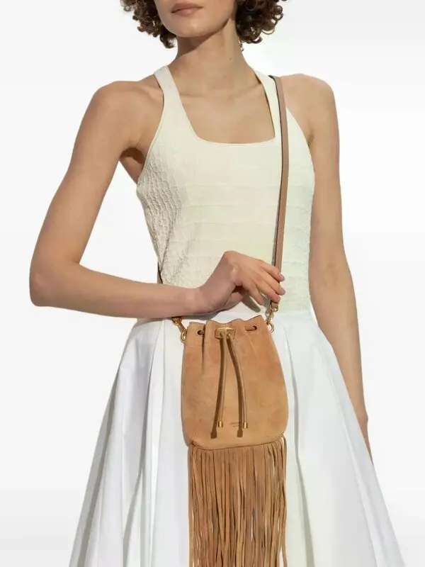 JIMMY CHOO Mini Bon Bon Fringe Bucket Bag
