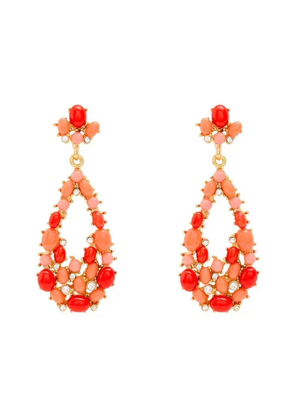 KENNETH JAY LANE Beaded 22kt Gold-plated Drop Earrings - Coral