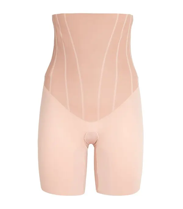 Spanx Supersculpt Totalcontour High-waisted Mid-thigh Shorts - Beige