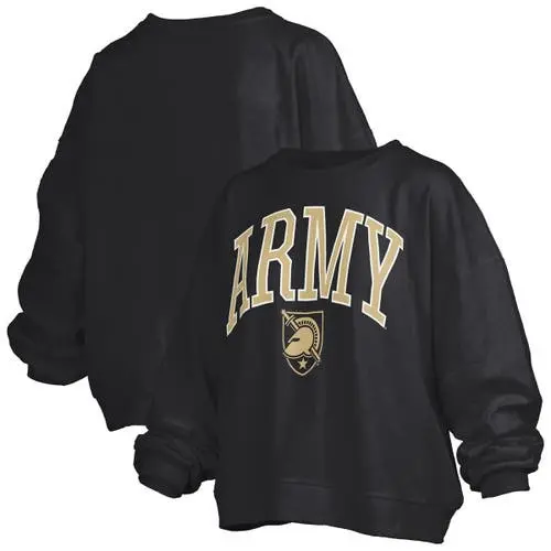PRESSBOX Army Knights Janise Arch Over Logo Waist Length Oversized Pullover Sweatshirt