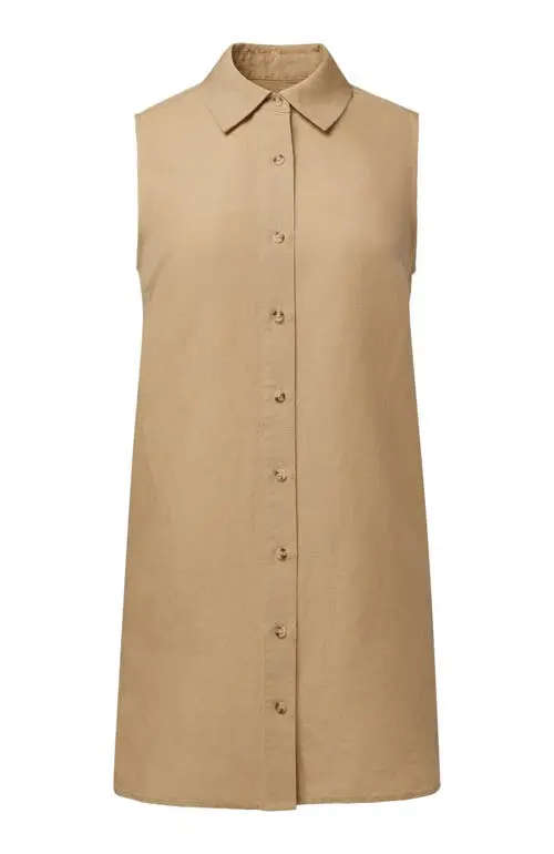 Onia Air Linen Sleeveless Shirt Dress - Jute
