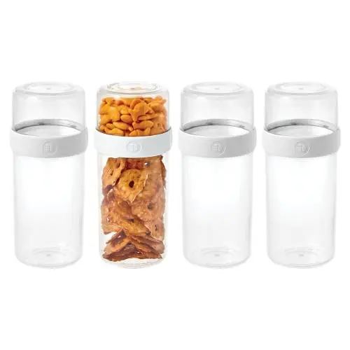 IDESIGN Large Stack 'n Snack Food Containersstackable Snack Containersset Of 4 - Clear/white