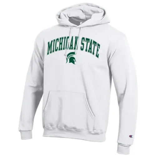 Champion Michigan State Spartans Arch Over Logo Pullover Hoodie - White