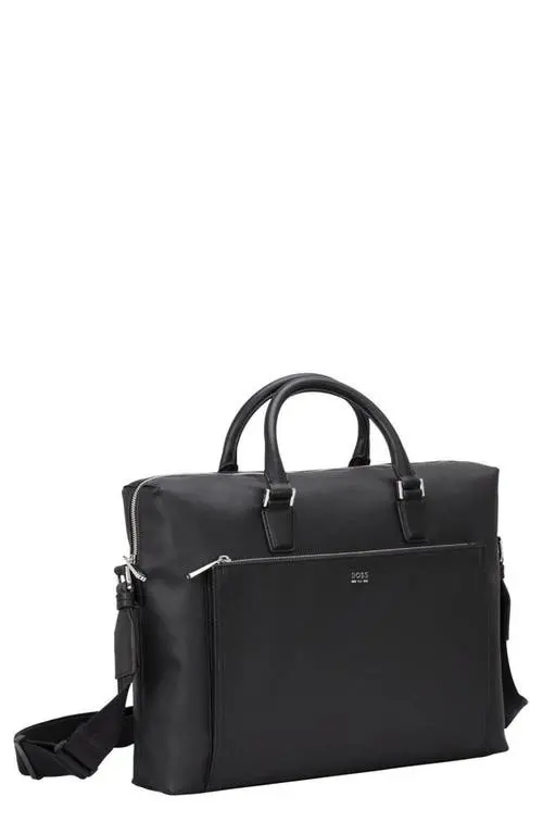BOSS Jinko Faux Leather Briefcase - Black