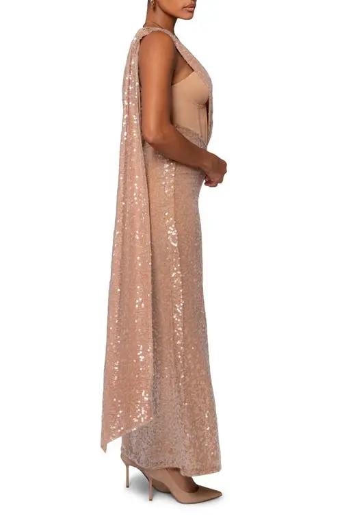 JLUXLABEL Amani Sequin Drape Sleeveless Gown