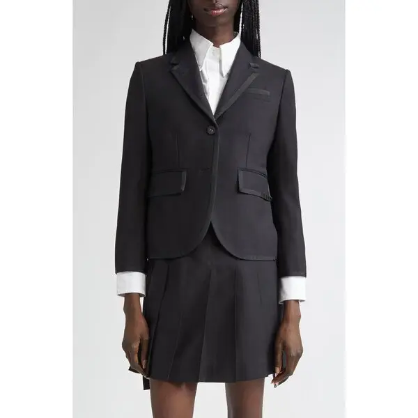 Thom Browne High Armhole Wool Fresco Sport Coat - Black