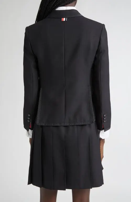 Thom Browne High Armhole Wool Fresco Sport Coat - Black