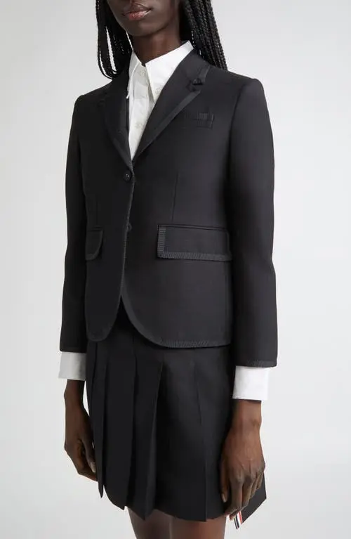 Thom Browne High Armhole Wool Fresco Sport Coat - Black