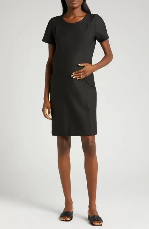 MARION Short Sleeve Maternity And Nursing Dress - Black
