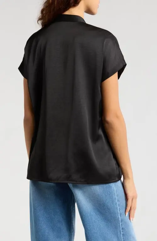 MARION Satin Maternity Nursing Shell Top - Black