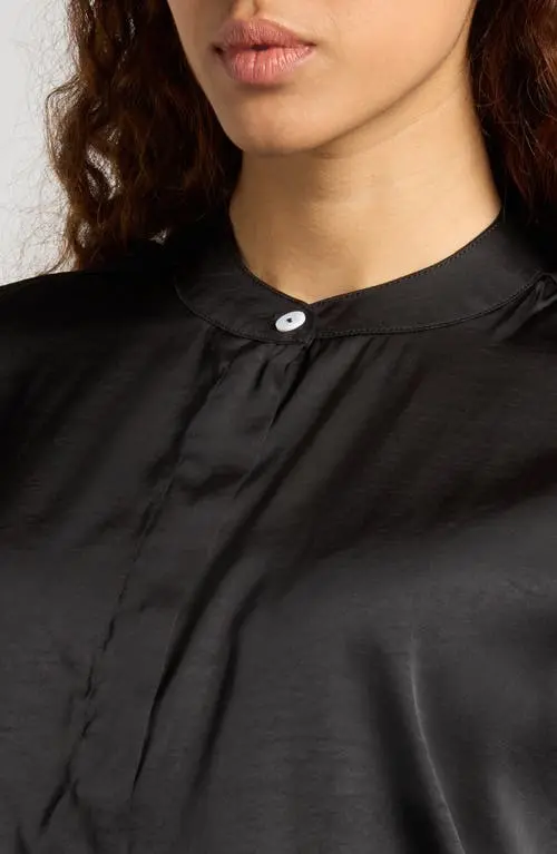 MARION Satin Maternity Nursing Shell Top - Black