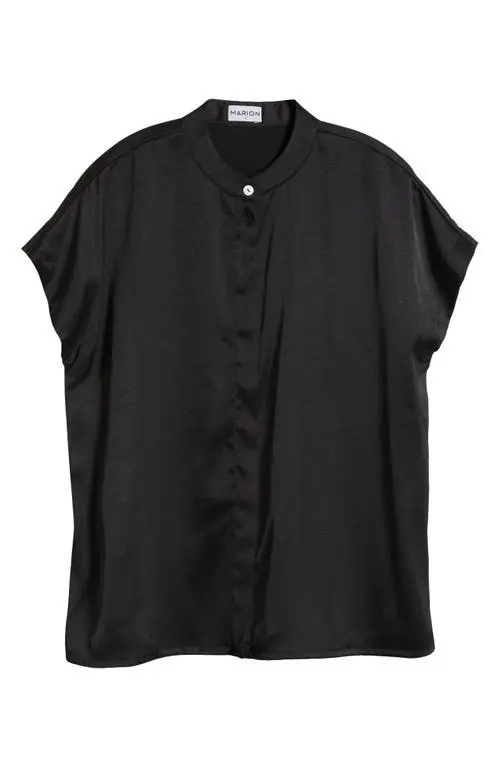 MARION Satin Maternity Nursing Shell Top - Black