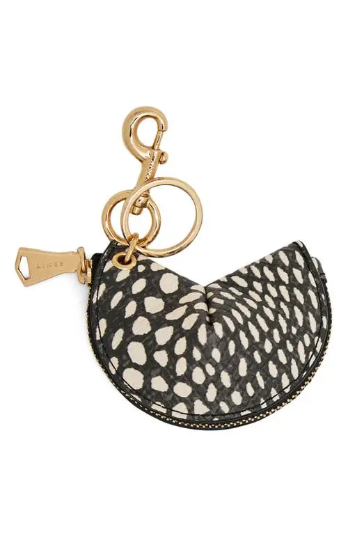 AIMEE Fortune Cookie Bag Charm - Black/white Embossed Lizard