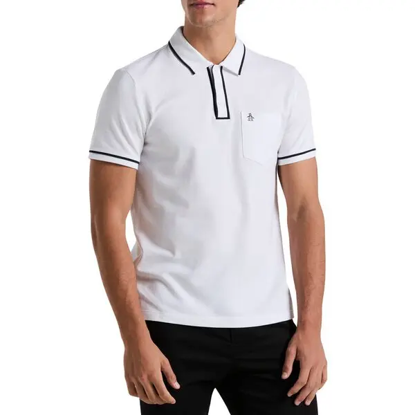 ORIGINAL PENGUIN Earl Tipped Piqué Polo - Bright White