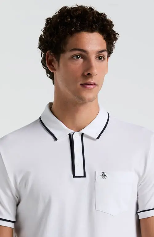 ORIGINAL PENGUIN Earl Tipped Piqué Polo - Bright White
