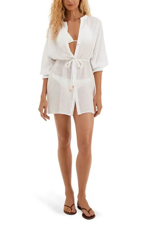 VIX PAULA HERMANNY Lilou Button-up Drawstring Cover-up - Off White
