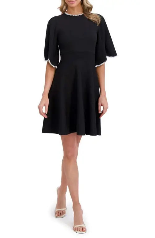 Ted Baker London Braided Trim Fit & Flare Sweater Dress - Rich Black