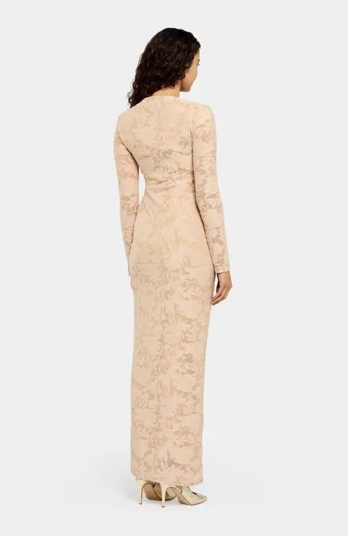 DASKA Jacquard Maxi Dress With Side Frill