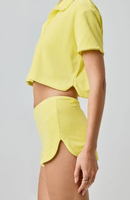 FLORENCE BY MILLS French Terry Dolphin-cut Hem Shorts - Yellow Iris