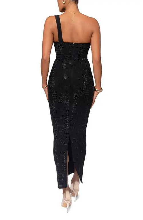 JLUXLABEL Sparkle Mesh One-shoulder Gown