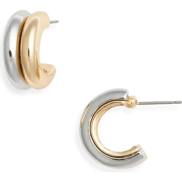 Bp. Mixed Metal Double Hoop Earrings - Gold Rhodium
