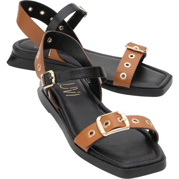 FOREVER & ALWAYS SHOES Mozes Leather Sandals - Cognac Brown Leather