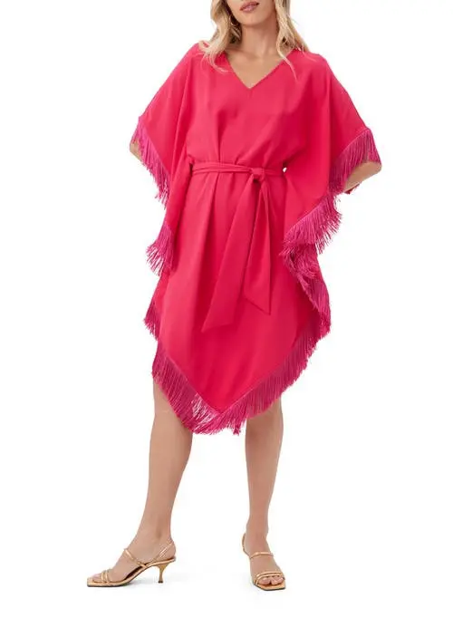 Trina Turk Fringe Caftan Dress - Cannes Coral