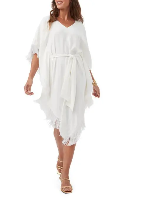 Trina Turk Fringe Caftan Dress - Whitewash