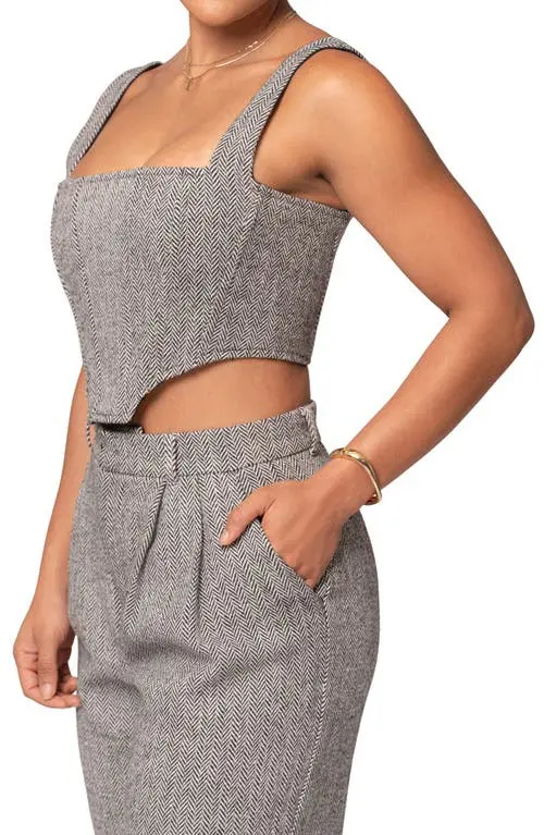 JLUXLABEL Herringbone Crop Corset Top