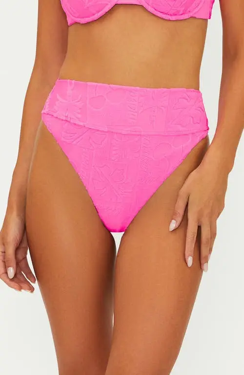 Beach Riot Highway High Waist Bikini Bottom - Strawberry