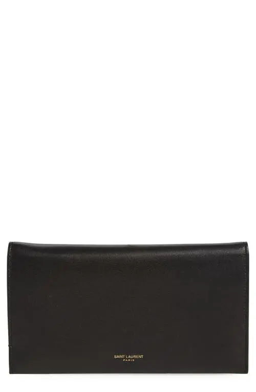 Saint Laurent Leather Travel Wallet - Noir