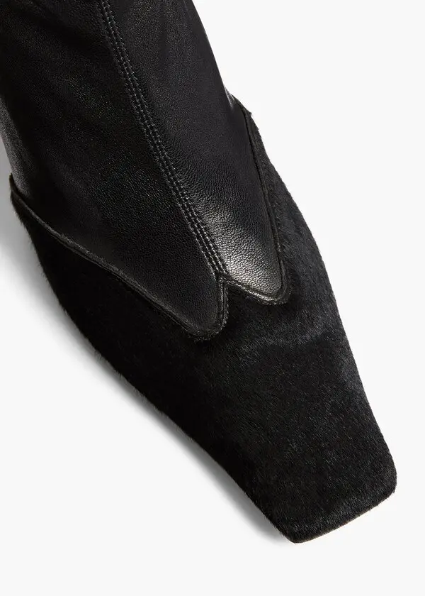 Khaite Nevada Stretch Leather And Haircalf Boots