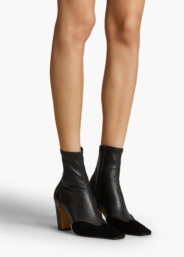 Khaite Nevada Stretch Leather And Haircalf Boots
