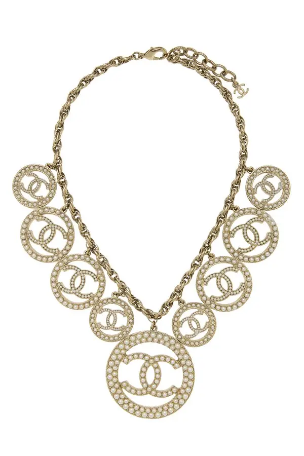 Chanel Cc Faux Pearl Necklace - White