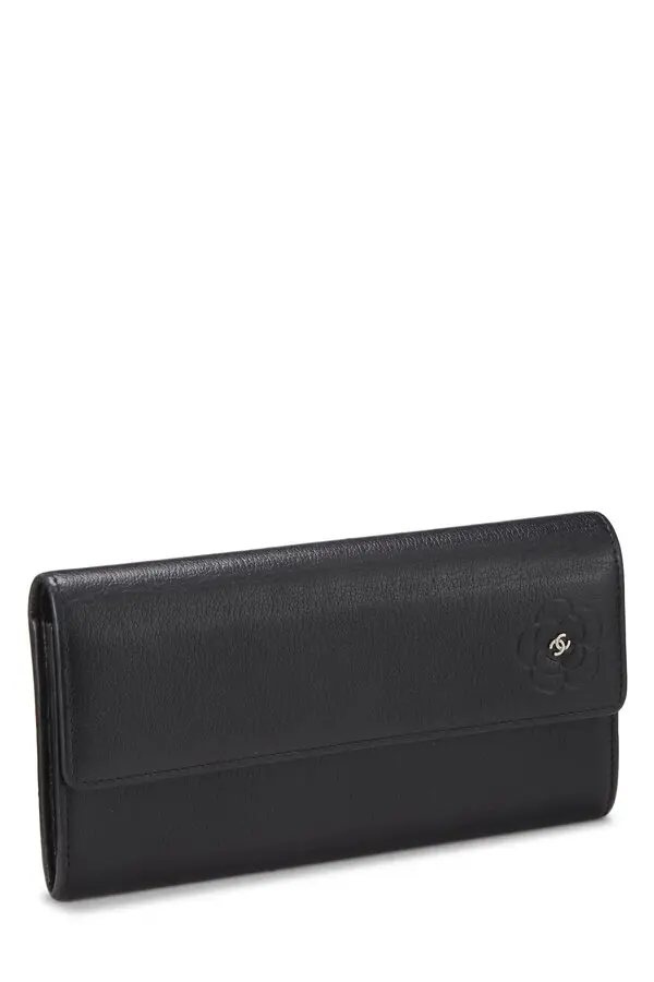 Chanel Embossed Camellia Calfskin Wallet