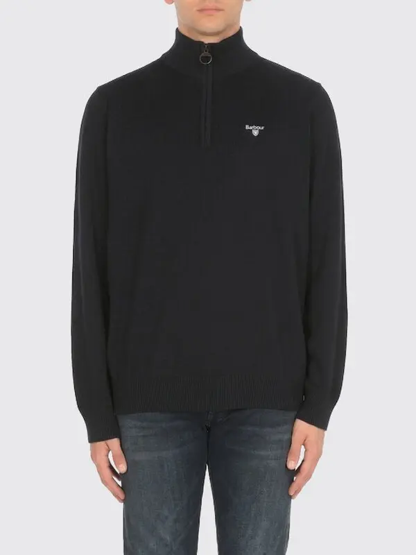Barbour Cotton Quarter-zip Sweater With Embroidered Logo - Blue