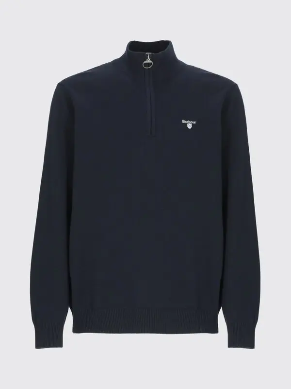 Barbour Cotton Quarter-zip Sweater With Embroidered Logo - Blue
